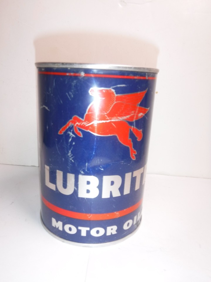 Vintage Socony Mobiloil Lubrite Pegasus 1 One Quart Metal Motor Oil Can ...