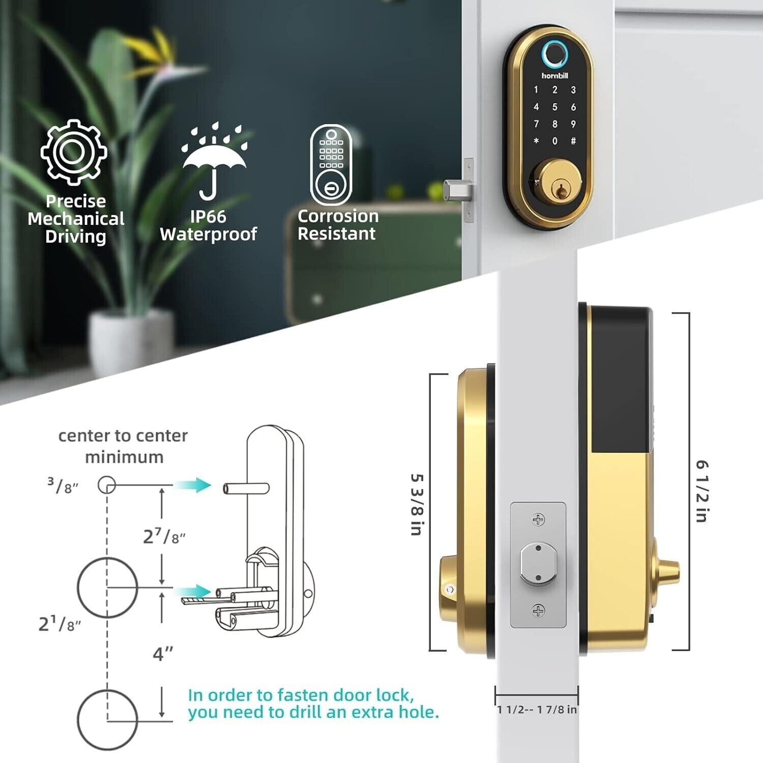 Fingerprint Front Door Lock Set with Handle Keyless Entry Digital Smart ...