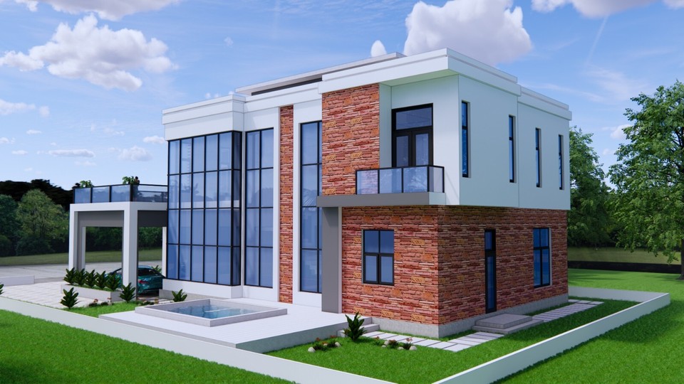 38x70 House Plan 11.5x21 Meter 3 Bed 5 bath Slab Roof PDF Plan (A4 Hard ...