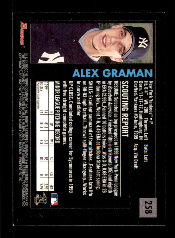 2000 Bowman - Alex Graman - On Card Autograph | eBay