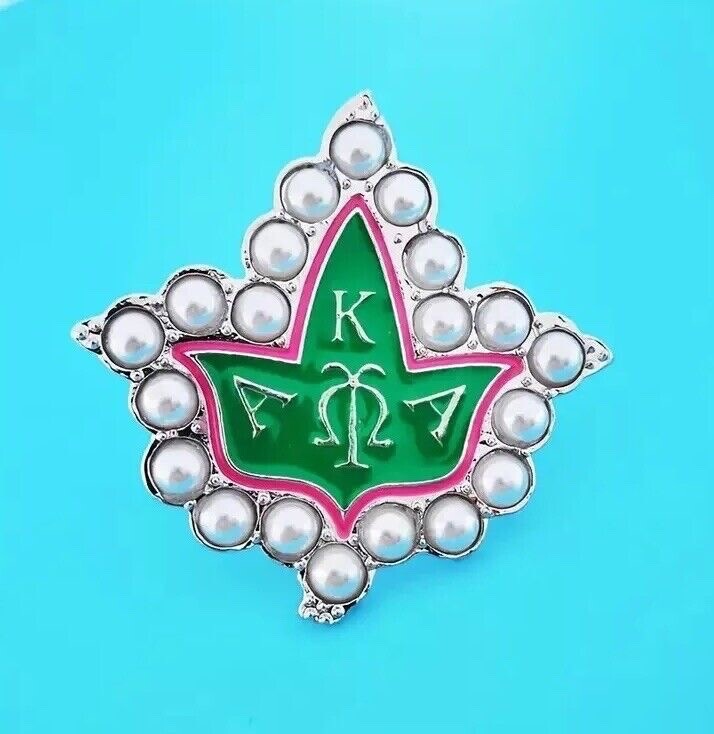 ALPHA KAPPA ALPHA Faux Pearl Enamel Pin ♡ AKA Divine 9 Pink Green HBCU ...