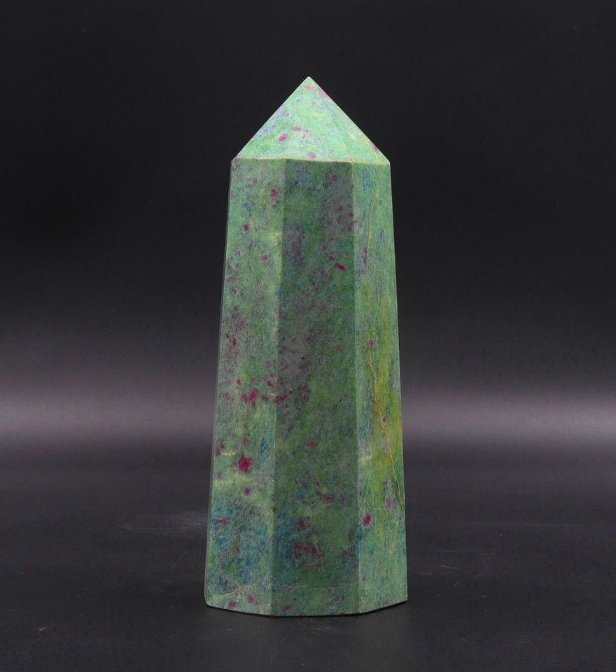 140MM Pink Ruby In Fuchsite Tower Crystal Healing Gemstone 8 Faceted ...