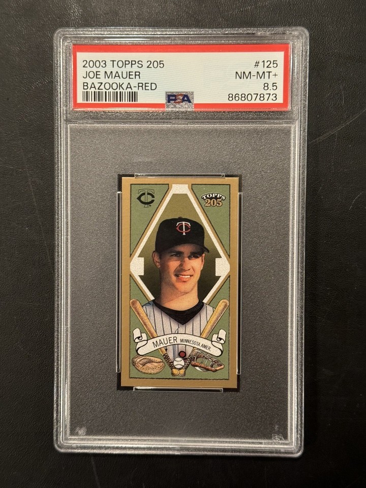 2003 Topps 205 Joe Mauer Rookie RC BAZOOKA RED SSP /5 PSA 8.5 Pop 1 ...