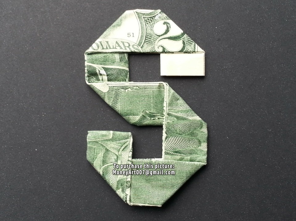 MONEY ORIGAMI LETTERS Made with REAL TWO Dollar Bill Cash Currency ...
