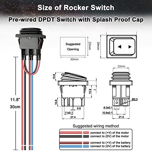 Waterproof Polarity Reverse Momentary Rocker Switch Dc Ac 10amp Dpdt ...