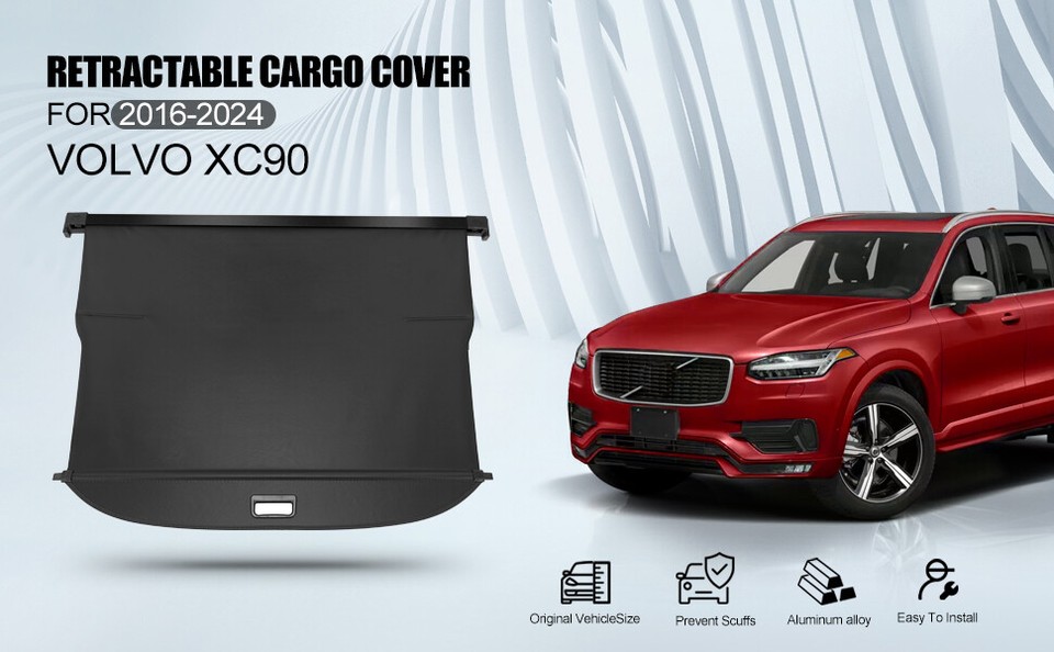 Trunk Cargo Cover For Volvo XC90 2016-2024 Security Rear Black Luggage ...