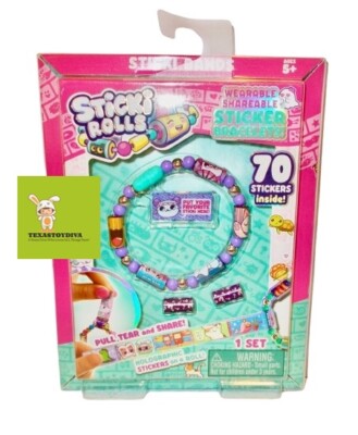 STICKI ROLLS Sticker Bracelet PURPLE BEADS Pull Tear And Share 2025 New ...