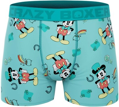 Mickey Mouse Underwear Mens Medium 32-34 Crazy Boxer Briefs St Patricks ...