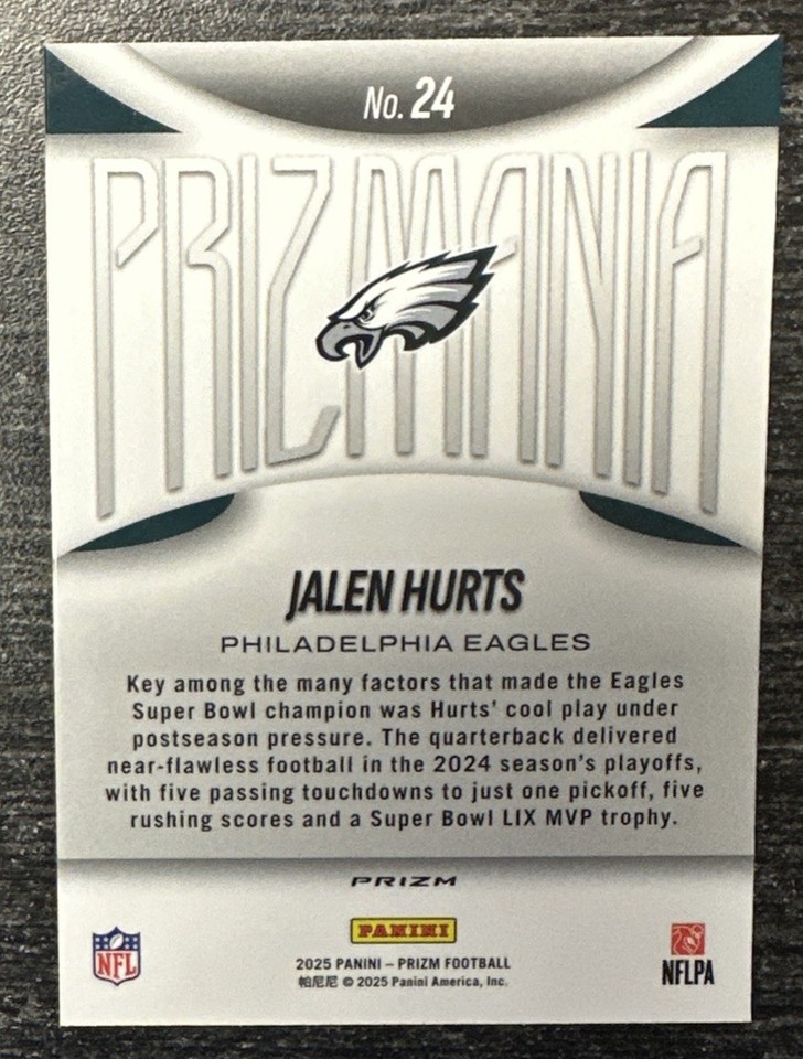 JALEN HURTS - 2025 Panini Prizm PRIZMANIA (Case Hit) #24 - Philadelphia ...
