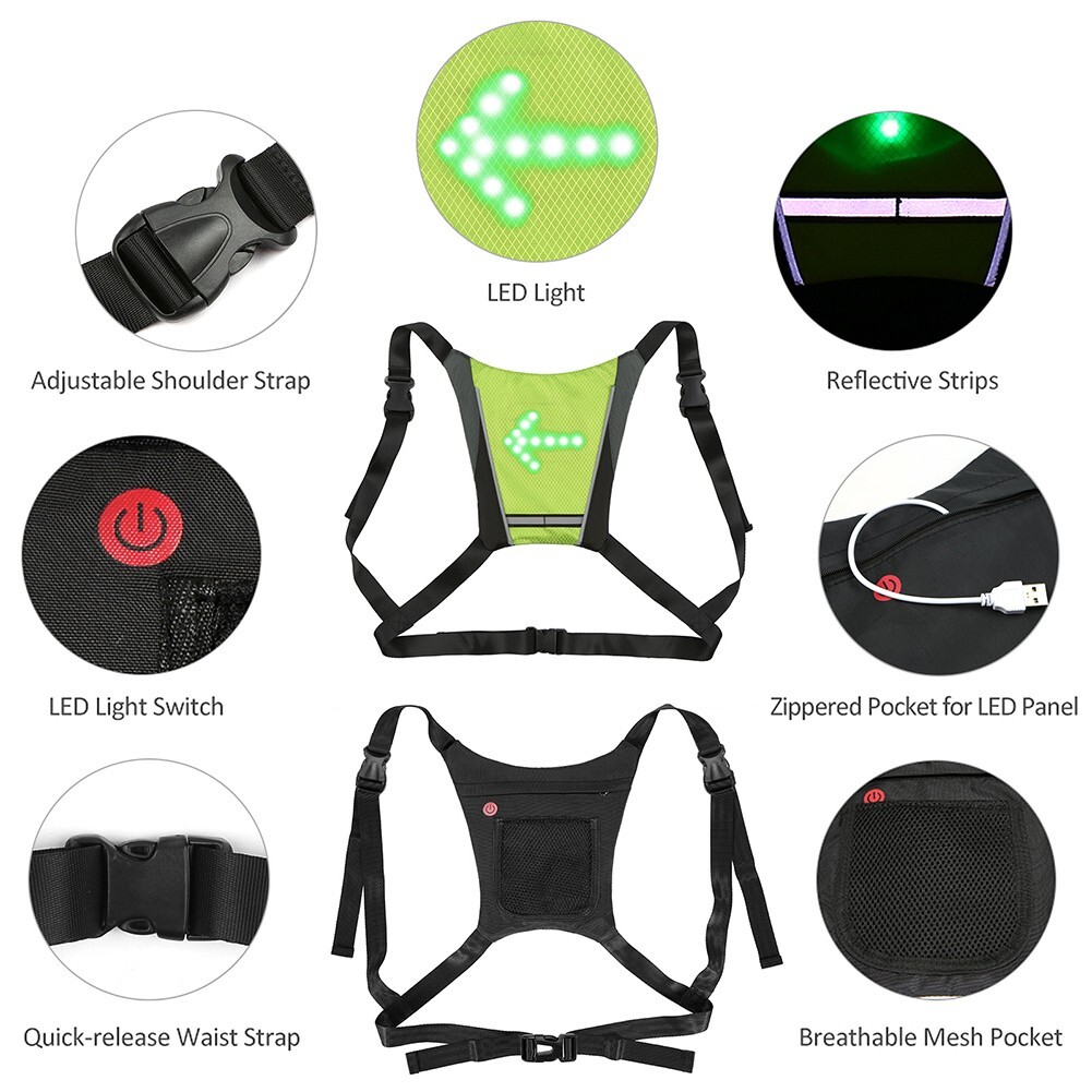 Remote Controlled LED Turn Signal Cycling Backpack with Reflective ...