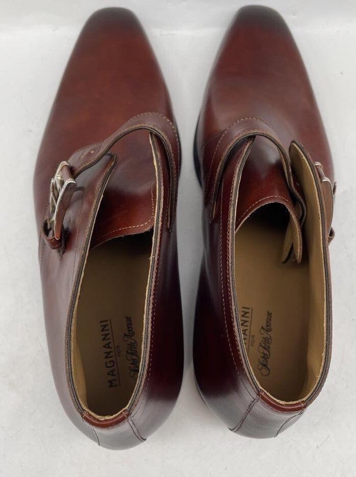 Magnanni Brown Leather Ankle Single Monk Strap Chukka Boots Dress Men ...