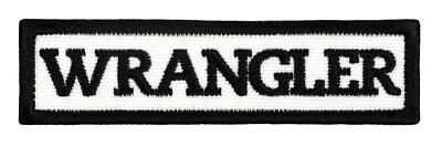 Wrangler Embroidered Patch Ivory/Black Iron-On Sew-On Jacket Shirt Hat ...