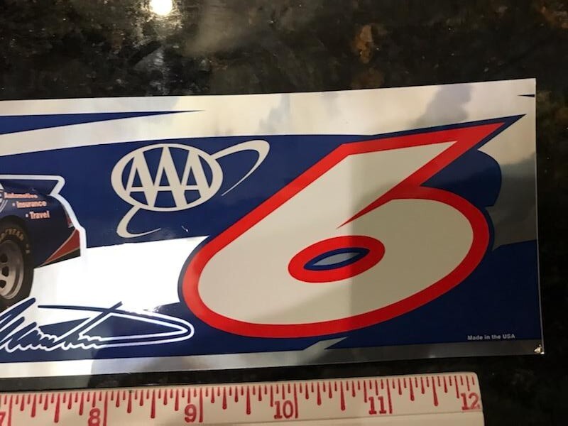 Mark Martin Roush Racing #6 AAA Bumper Sticker Silver Team Caliber Ford ...