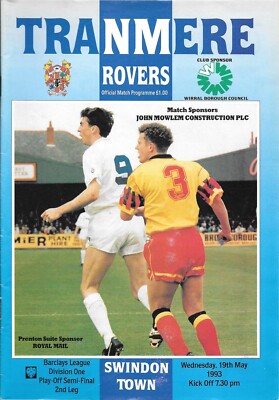 Tranmere Rovers v Swindon Town 1992-93 Play Off Semi Final 2nd Leg | eBay