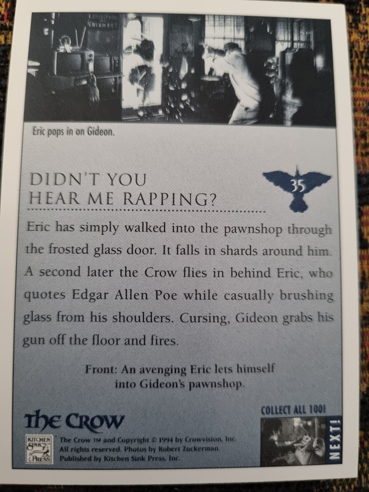 *THE CROW* Official Movie Trading Cards #35 DIDN'T YOU HEAR ME RAPPING ...