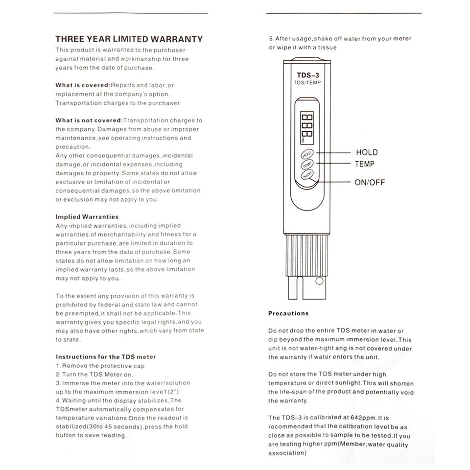 Digital TDS3 PPM Meter Home Drinking Tap Water Quality Purity Test ...