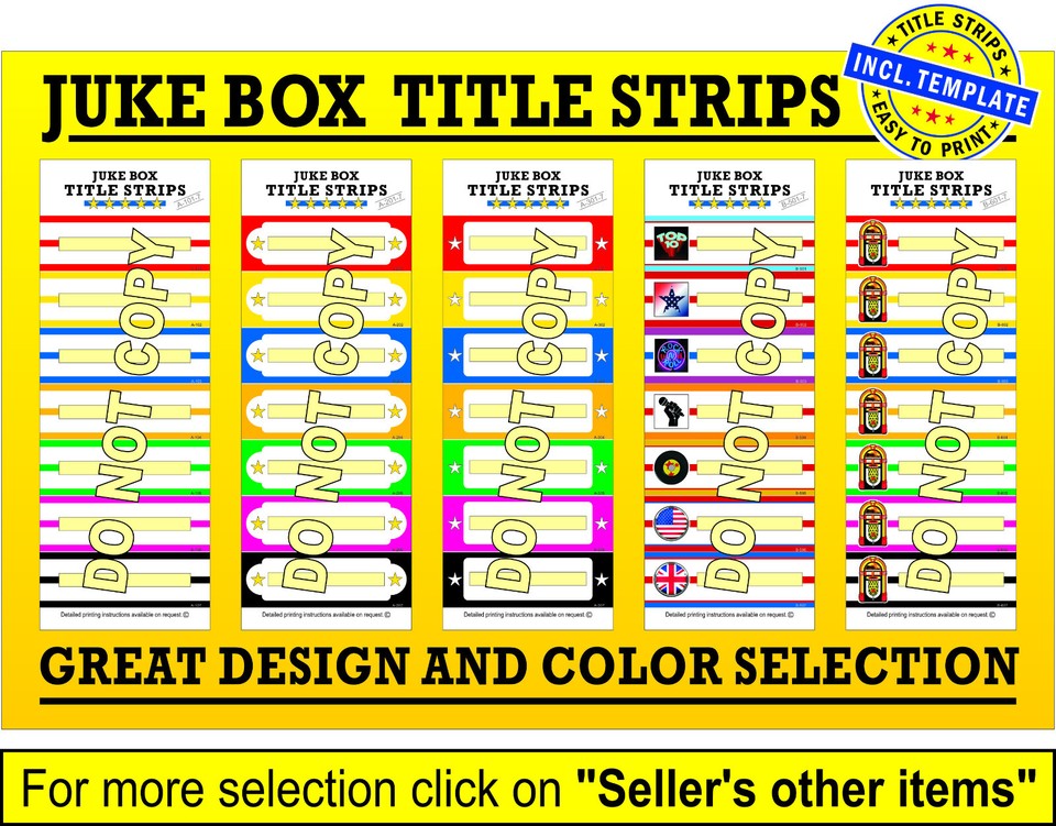 245 Jukebox title strips (u1A101) RED ⭐ blank sheeds incl. PRINT ...