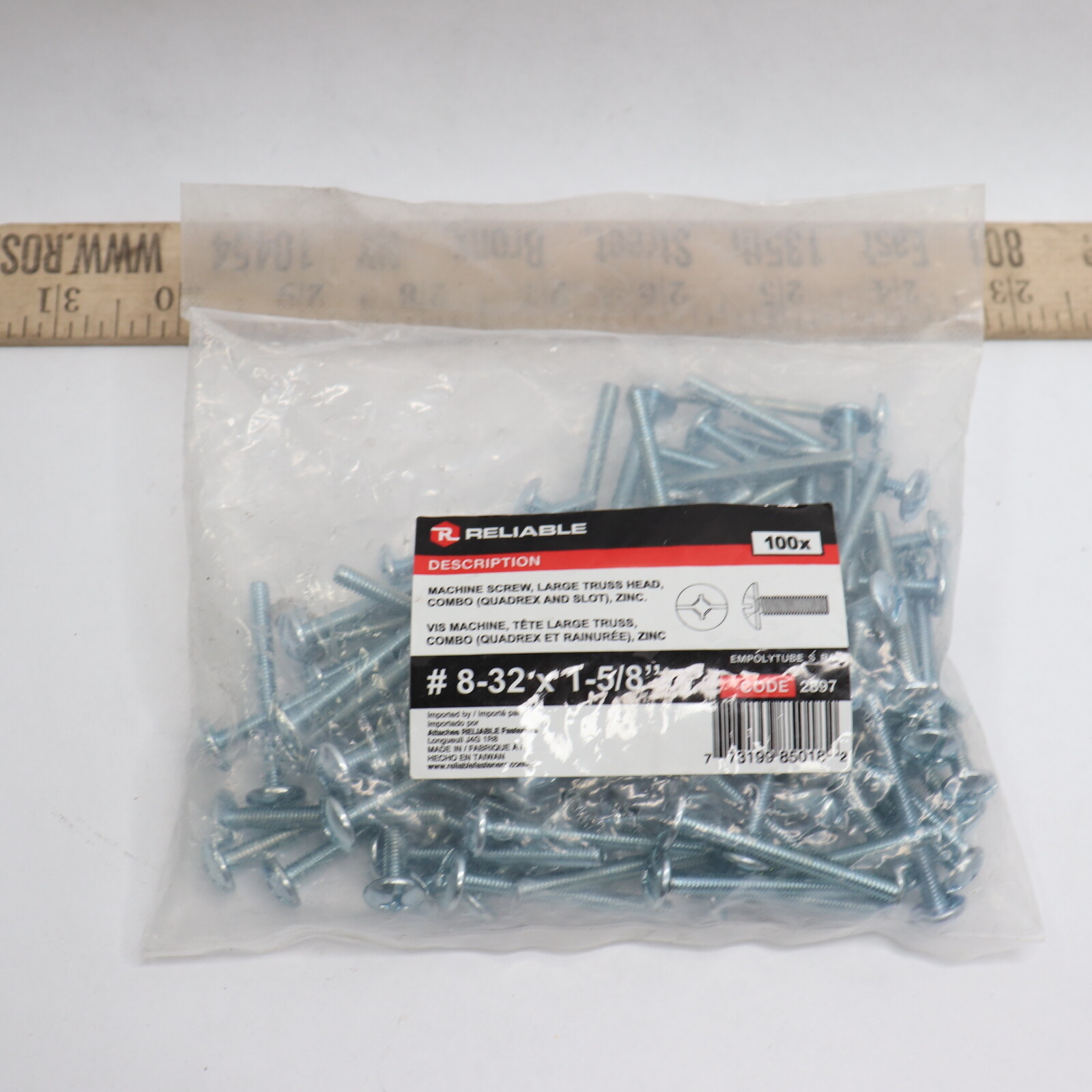 (100-Pk) Reliable Machine Screw Large Truss Head Quadrex Slot Drive ...