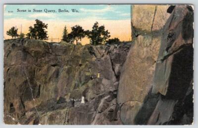 1920's STONE QUARRY SCENE BERLIN WISCONSIN POSTCARD PUBLISHER BISHOP ...