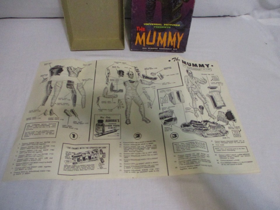 VINTAGE 1963 AURORA THE MUMMY BOX & INSTRUCTIONS | eBay