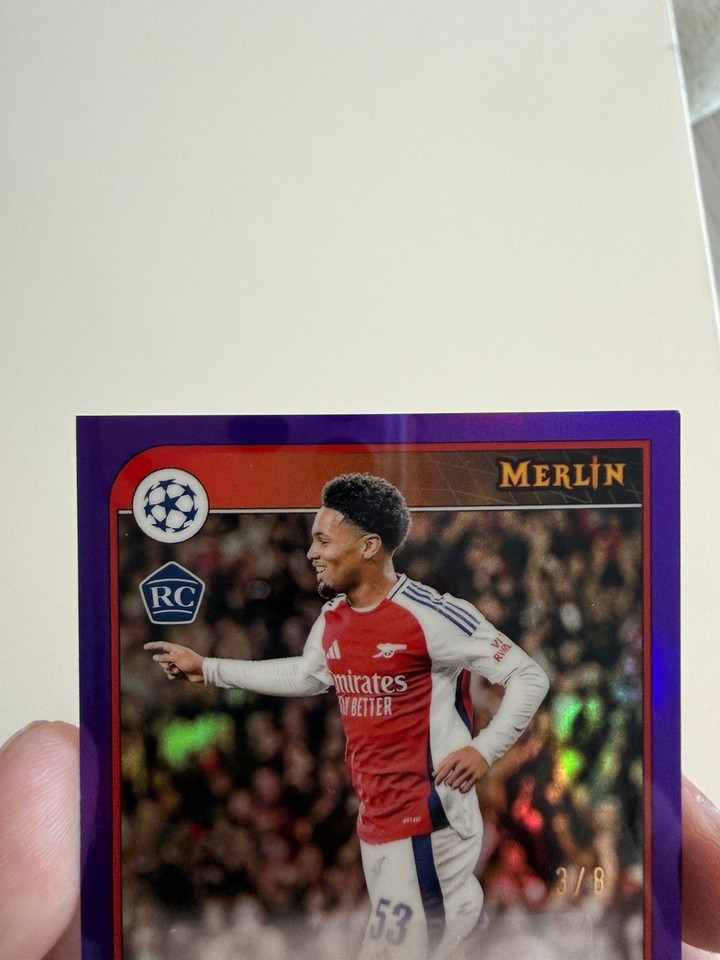 Topps Merlin 2024-25 Ethan Nwaneri /8 Vintage Purple RC Autograph ...
