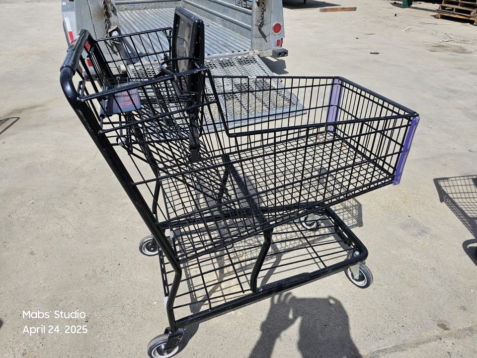 Medium Size Shopping Cart With Wire Baskets Powder Coated Black Shop ...