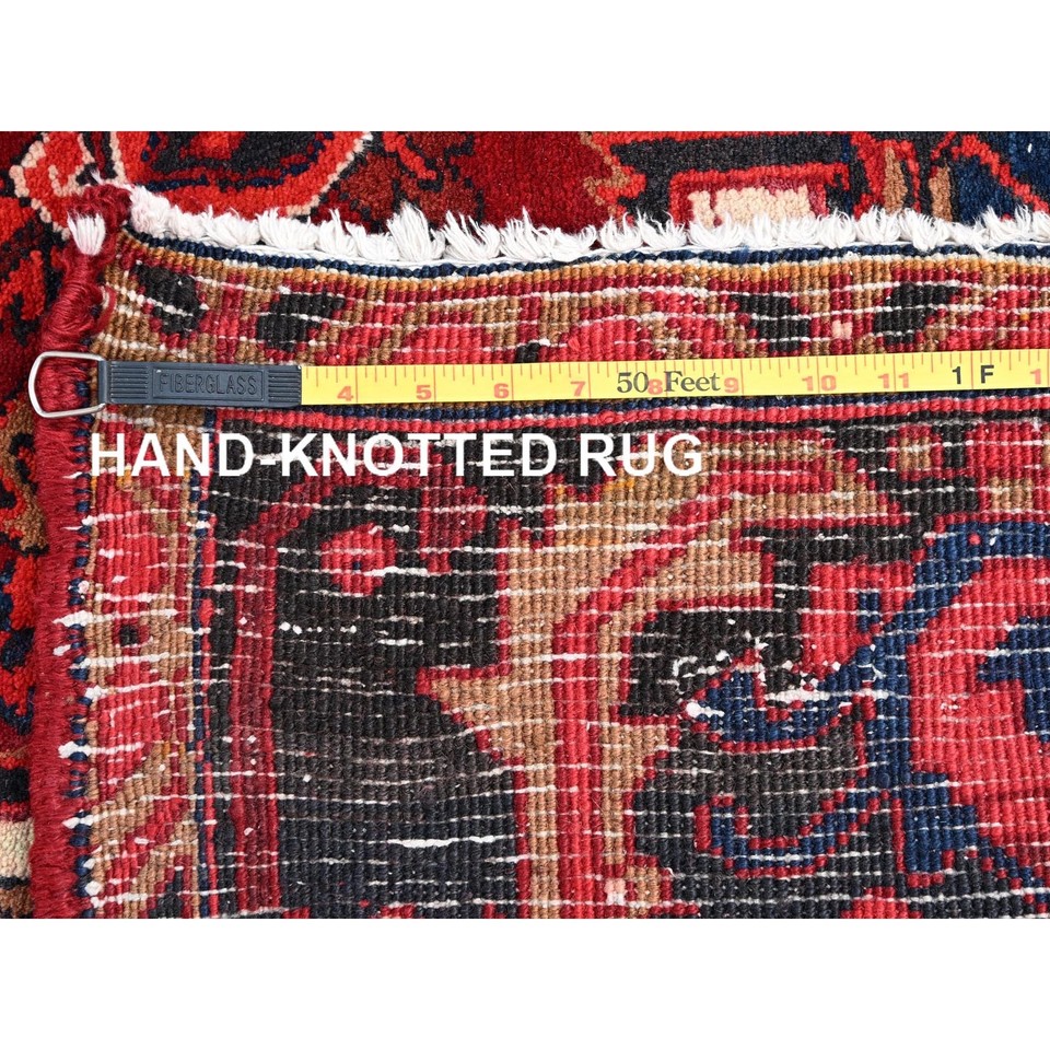 7'10"x11'9" Red Hand Knotted Semi Antique Zoroastrian Heris Pure Wool ...
