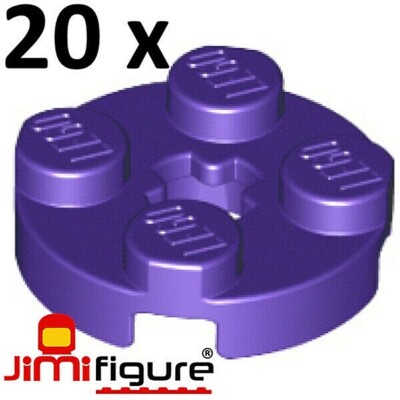 NEW 20 x LEGO 2x2 Round Plate with Axle Hole Dark Purple 4032 Medium ...