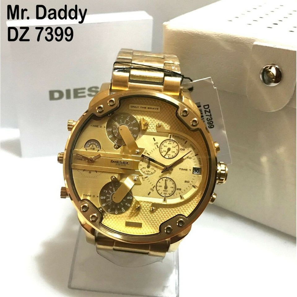 NEW DIESEL MENS WATCH STAINLESS STEEL MR BIG DADDY 2.0 XL YELLOW GOLD ...