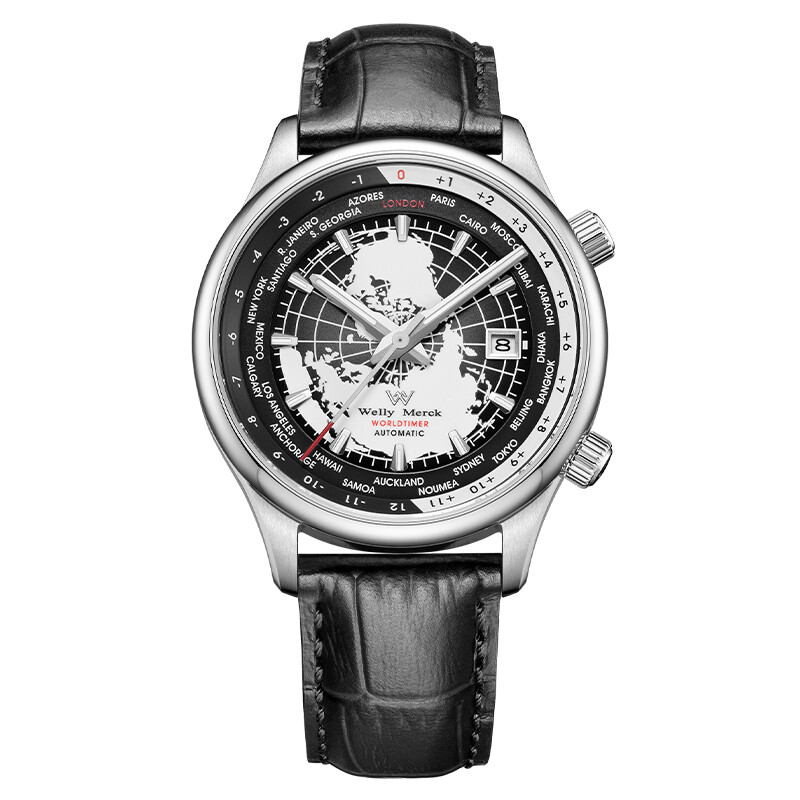 Welly Merck Automatic Mechanical Men's Watch 10ATM World Time Sapphire ...