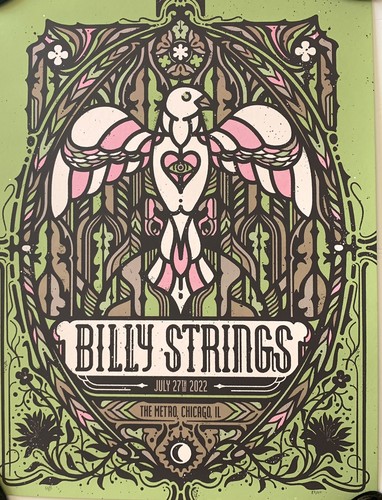 Billy Strings Chicago Metro Poster 2022 concert tour 102/115 rare | eBay