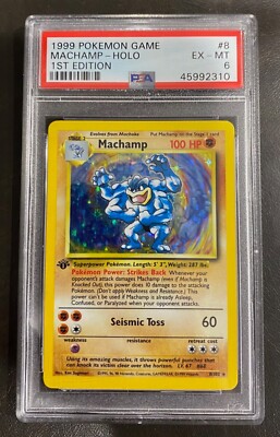 1999 Pokemon Game TCG💥Machamp 1st Edition Rare Holo🔥#8/102 PSA 6 EX-MT📈 ...