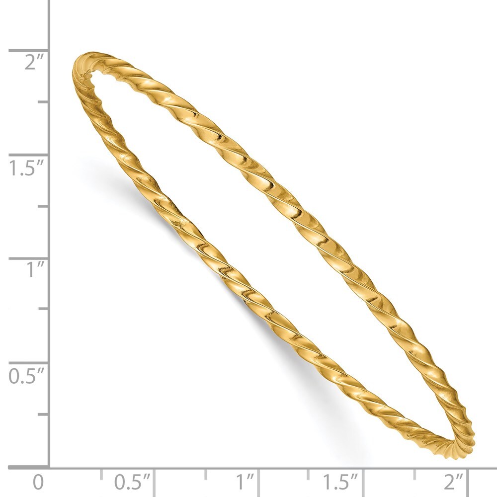 Real 14kt Yellow Gold 2.50mm Twisted Slip-on Bangle; 8 inch | eBay