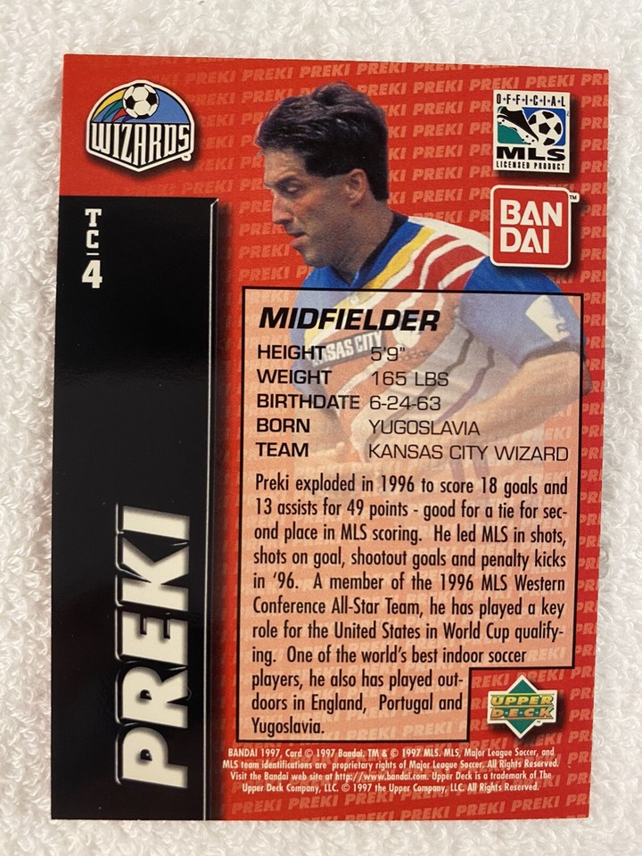 1997 Upper Deck Bandai MLS Soccer Preki Team Captain TC4 KC Wizards SKC ...