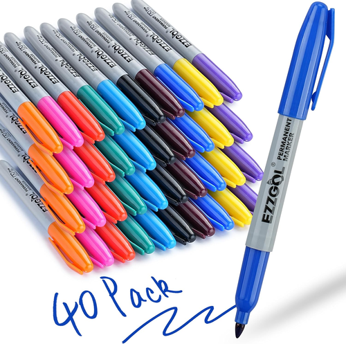 40 Pack 10 Colors Fine Tip Permanent Markers, Each Color with 4 Pack ...