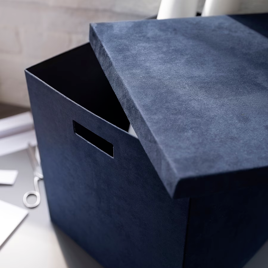 Large Velvet Storage Box with Lid Dark Blue High-Quality Stackable ...