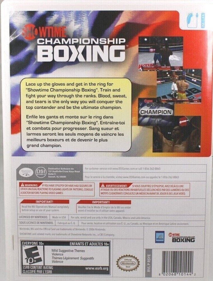 NINTENDO Wii SHOWTIME CHAMPIONSHIP BOXING VIDEO GAME 2007 TESTED ...