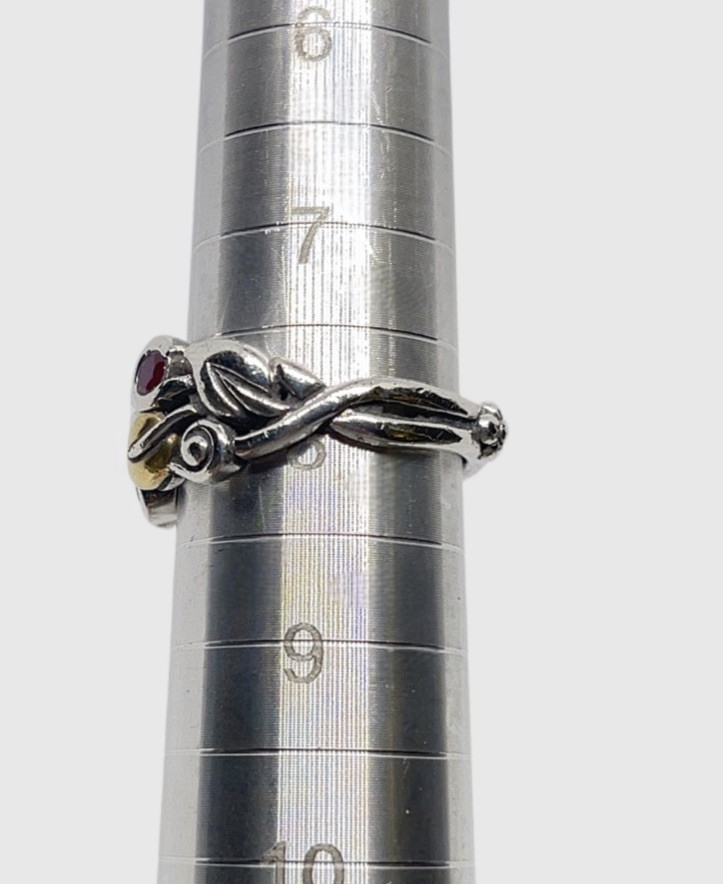 Barbara Bixby Sterling Silver 18K YG Vine Leaf Rhodolite Garnet Band ...