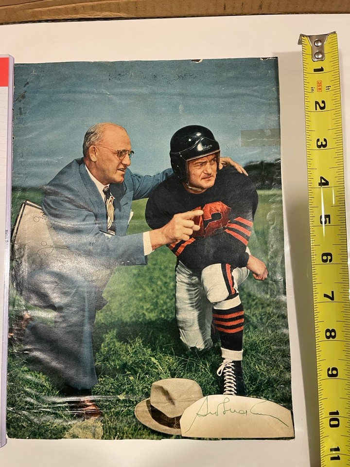 Sid Luckman signed cut on matted magazine Photo Football HOF Bears PSA ...