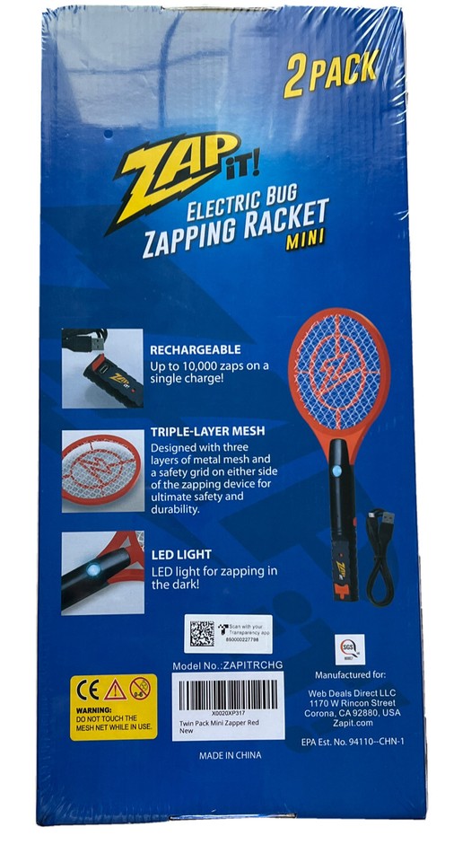 Zap It Electric Bug Zapping Racket Mini 2 Pack -Brand New Sealed | eBay