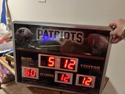 New England Patriots Scoreboard Clock Vintage Indoor Outdoor Date Temp ...