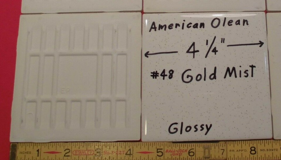 1 pc. Gold Mist-Dust: Ceramic Tile #48 by American Olean 4-1/4" Glossy ...