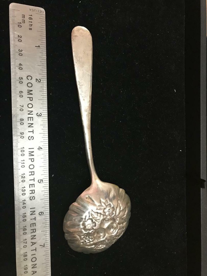 Sterling Silver Repousse Spoon with Fruit in Bowl | eBay