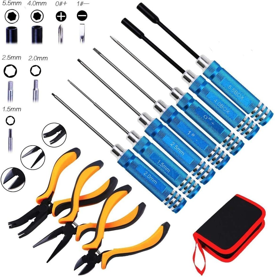 10 IN 1 RC Tool Kits Box Set Screwdriver Pliers Hex Repair for RC ...