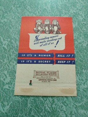 Vintage Matchbook Collectible D6 camp Adair Oregon US military monkey ...
