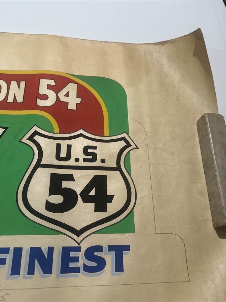 Antique Painting Route 54 Illustration Large AAA Guymon Texas Motel ...