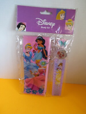 Disney Princess Study Kit Vintage Pencil Pouch Eraser Ruler Sharpener ...