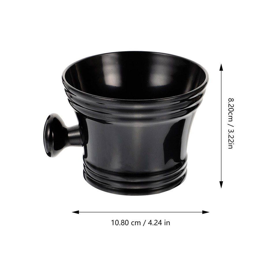 WHITE BLACK Shaving Soap Bowl /Mug With Handle unbreakable plastic ...