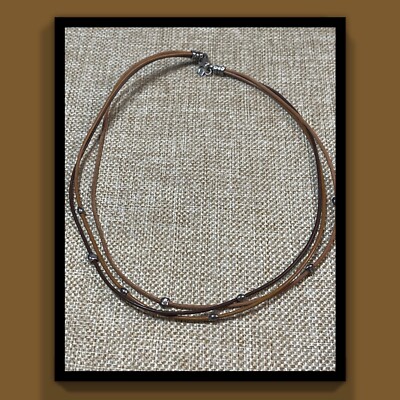 Silpada Sterling Silver Leather Long Flash Necklace .925 Black Brown | eBay