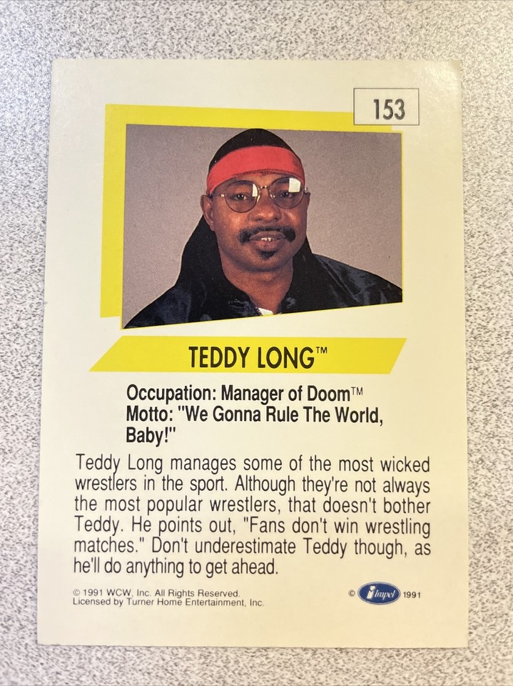 1991 WCW Teddy Long Autographed Card #153 A-212 | eBay